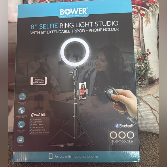Bower | Office | 8 Inch Selfie Ring Light Studio With 5 Extendable ...